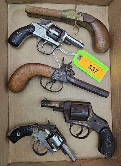 Box of 5 Antique Pistols - Kramer Auction LLC