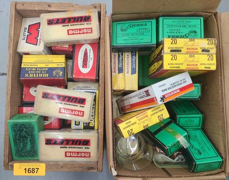2 large boxes of Reloading Bullets & Reloads - Kramer Auction LLC
