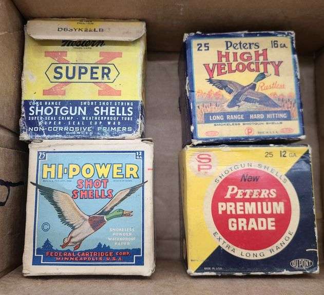 8 boxes full of vintage Shotgun Shells, Reloading Powder - Kramer ...