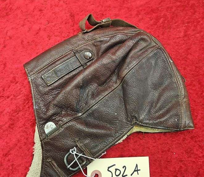 Luftwaffe Leather flight cap & googles - Kramer Auction LLC
