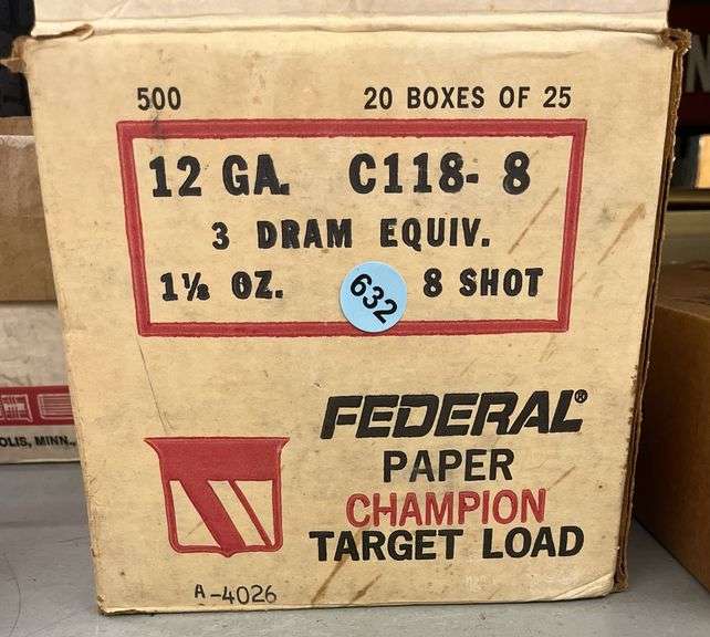 500 rd case of new Federal 12 ga Target Loads - Kramer Auction LLC