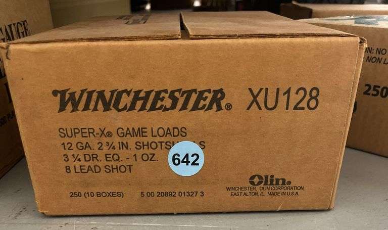 250 rd case of Winchester 12 ga No. 8 shot - Kramer Auction LLC