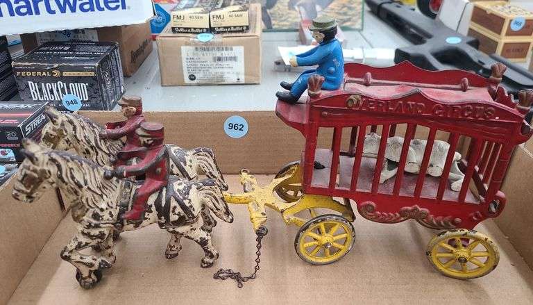 Vintage cast Kenton Circus Wagon w/Polar Bear - Kramer Auction LLC