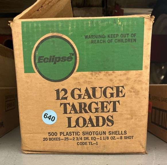 500 rd case of Eclipse 12 ga No. 8 Target Loads - Kramer Auction LLC