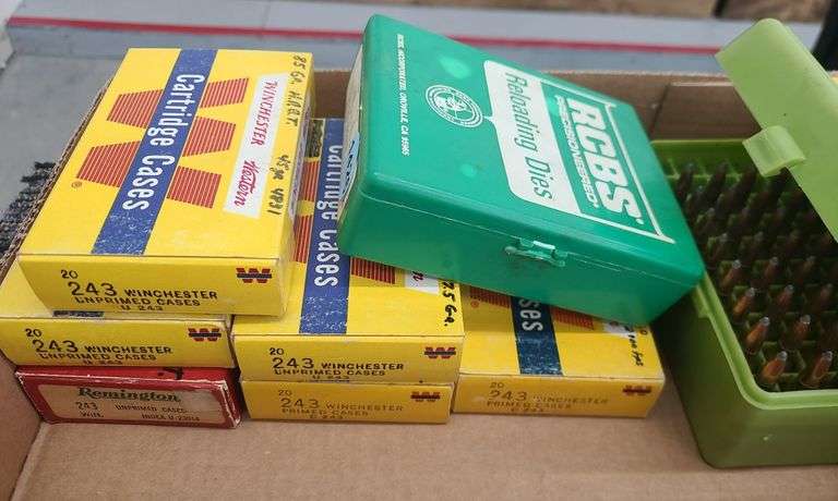 243 cal Reloading Lot: approx. 160 ct reloads & Die Sets - Kramer ...