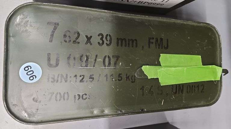 700 rd can of 7.62x39 Ammo - Kramer Auction LLC