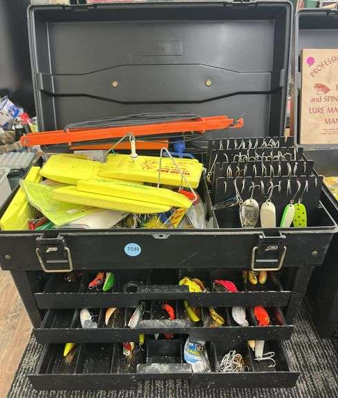 large Tackle Box of Lake Michigan Spoons & Salmon Fishing Equip ...