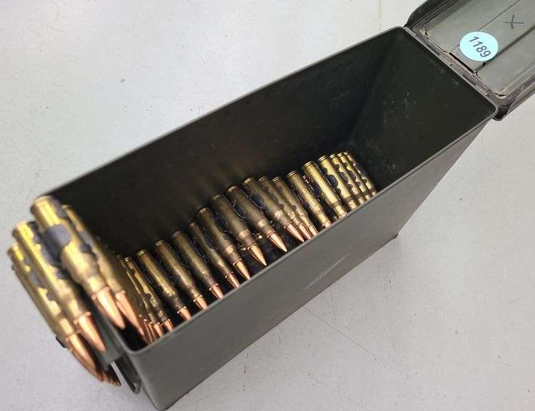 90 rds of linked 308 cal Ammo in can - Kramer Auction LLC