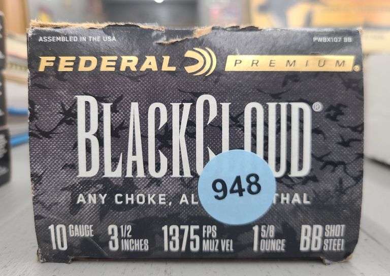 Box of Federal Black Cloud 10 ga BB Shot Shells - Kramer Auction LLC