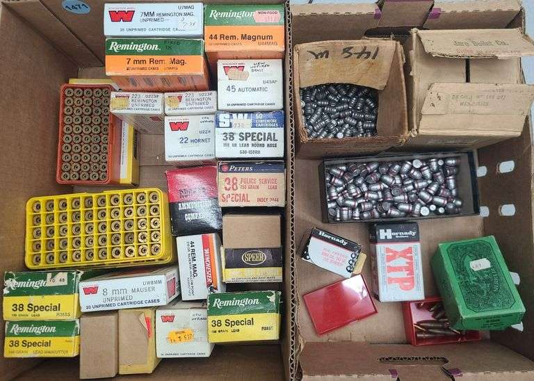 2 boxes of assorted Brass & Reloading Bullets - Kramer Auction LLC