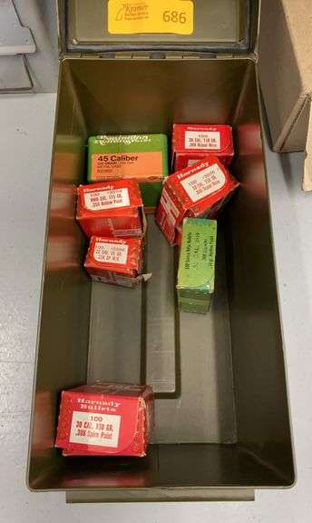 Lot of asstd. partial boxes Reloading Bullets in can - Kramer Auction LLC