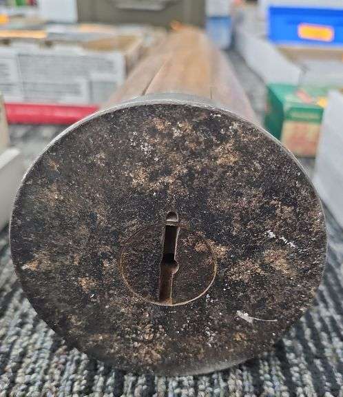 large Wooden Training Artillery Round w/some damage - Kramer Auction LLC