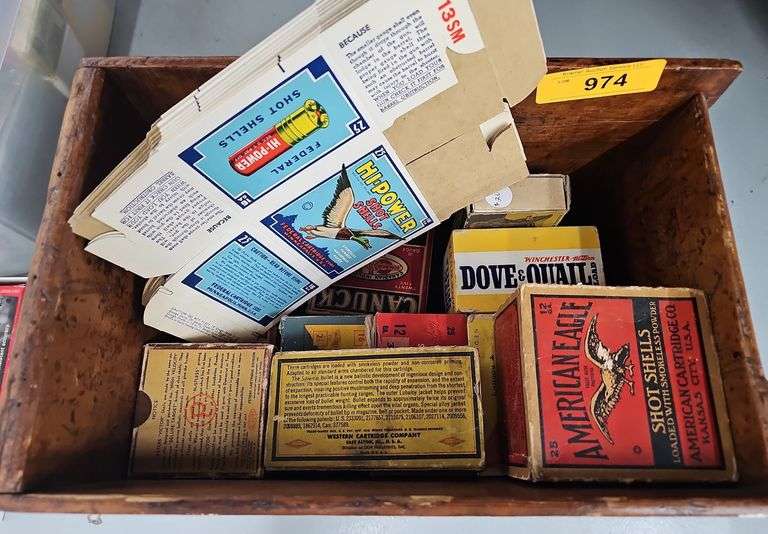 vintage Crate w/misc. Shells & Collector Shell Boxes - Kramer Auction LLC