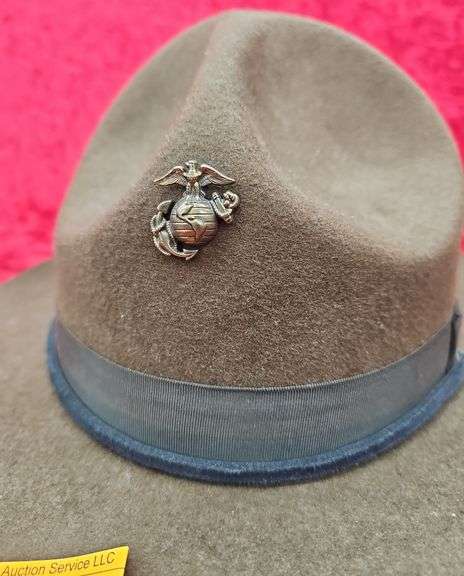 pair of Marine Corps Drill Sergeant Hats & misc. - Kramer Auction LLC