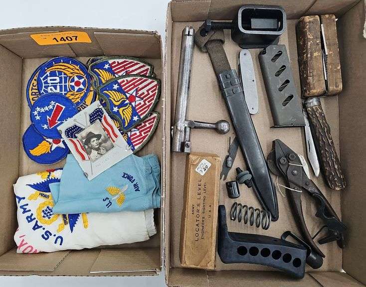 2 flats of Military items - Kramer Auction LLC