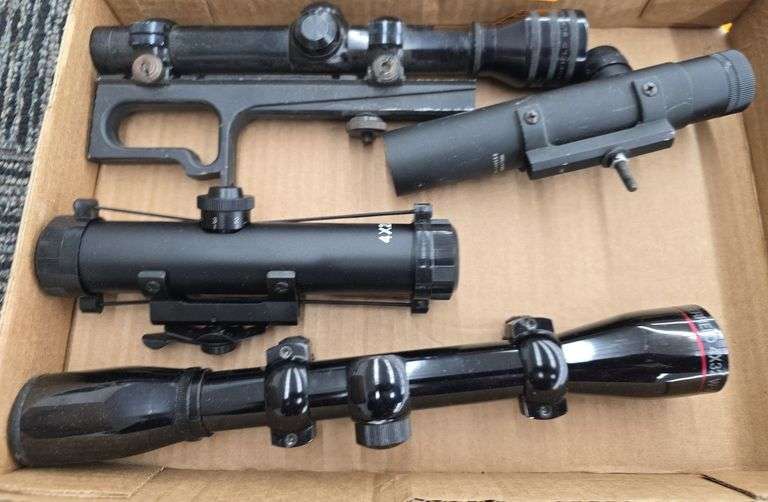 flat of 4 used Rifle Scopes - Kramer Auction LLC