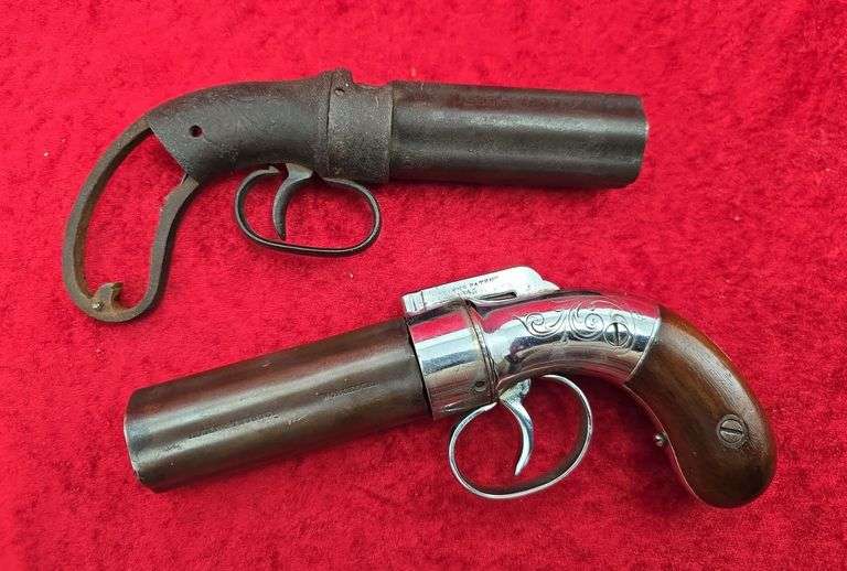 Pair of Antique Pepperbox Pistols - Kramer Auction LLC