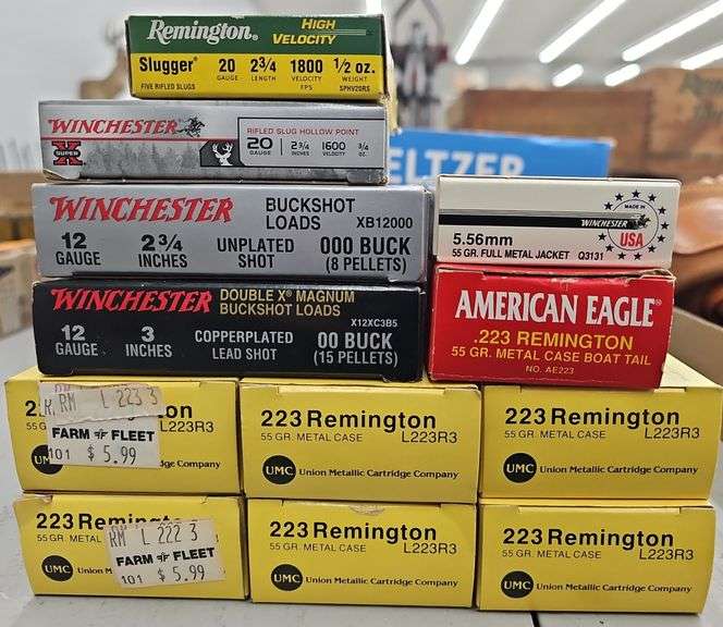 160 ct of mixed 223 plus Shotgun Slugs - Kramer Auction LLC