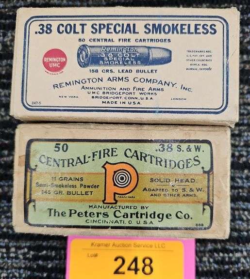50 rds of 38 Colt Spec. & 50 rds 38 S&W Ammo - Kramer Auction LLC