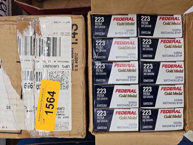 400 ct of Federal Gold Metal 223 Ammo - Kramer Auction LLC