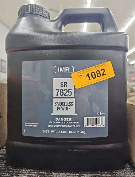 8 lb Jug of IMR 7625 Reloading Powder - Kramer Auction LLC