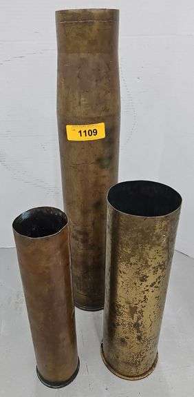 3 large Brass Artillery Shells - Kramer Auction LLC