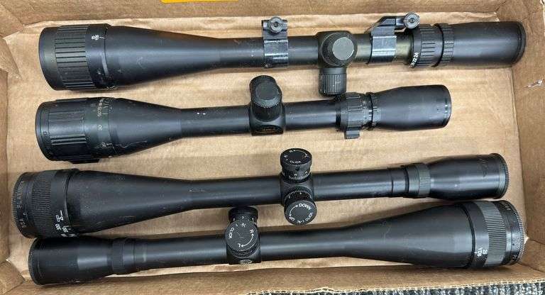 box lot of 4 used Rifle Scopes - Kramer Auction LLC