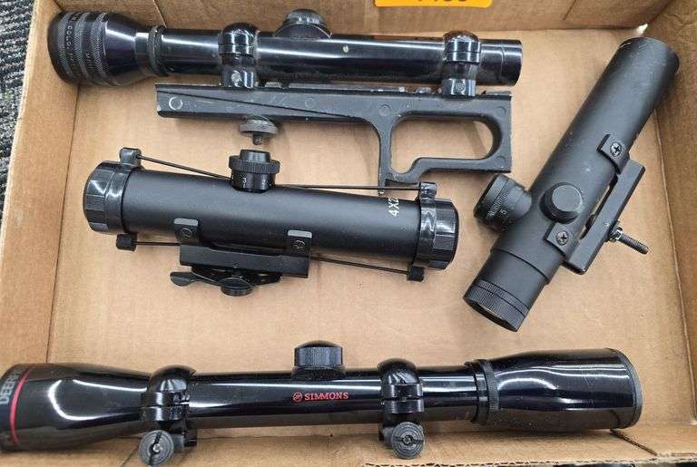 flat of 4 used Rifle Scopes - Kramer Auction LLC