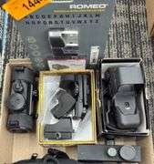 Box of Optical Sights & AMT Night Vision Monocular - Kramer Auction LLC