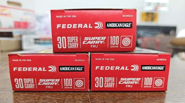150 ct of Federal 30 Super Carry Ammo - Kramer Auction LLC