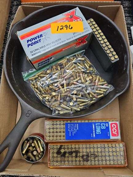 Cast Iron Frypan Full of 22LR Ammo - Kramer Auction LLC