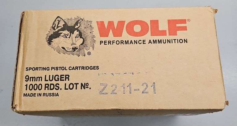 1,000 ct Wolf 9MM Luger Ammo - Kramer Auction LLC