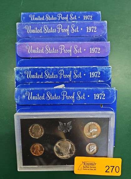5 sets of 1972 United States Proof Sets - Kramer Auction LLC