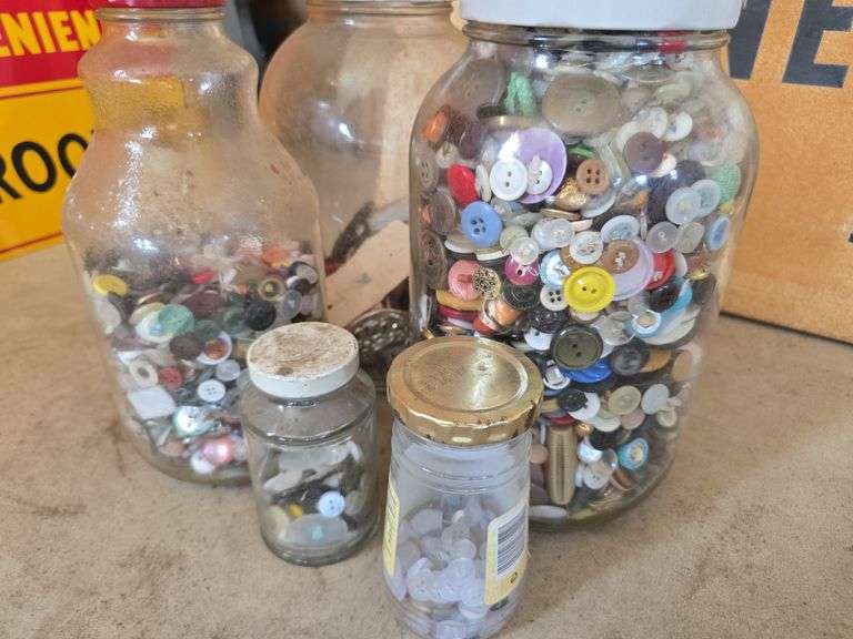 lot of Vintage Buttons in Jars - Kramer Auction LLC