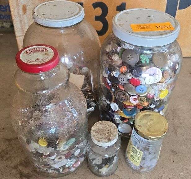 lot of Vintage Buttons in Jars - Kramer Auction LLC