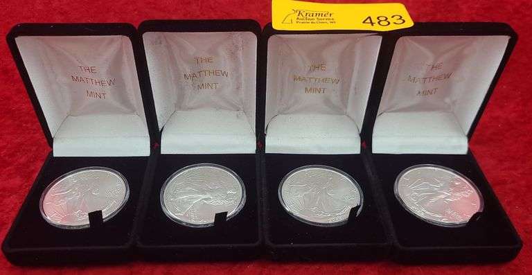 Lot of 4 2022 Silver Eagle Coins - Kramer Auction LLC