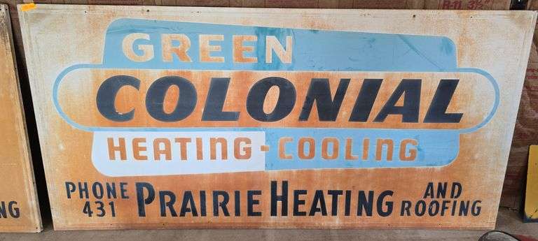 Pair of Green Colonial Heating & Cooling Signs - Kramer Auction LLC