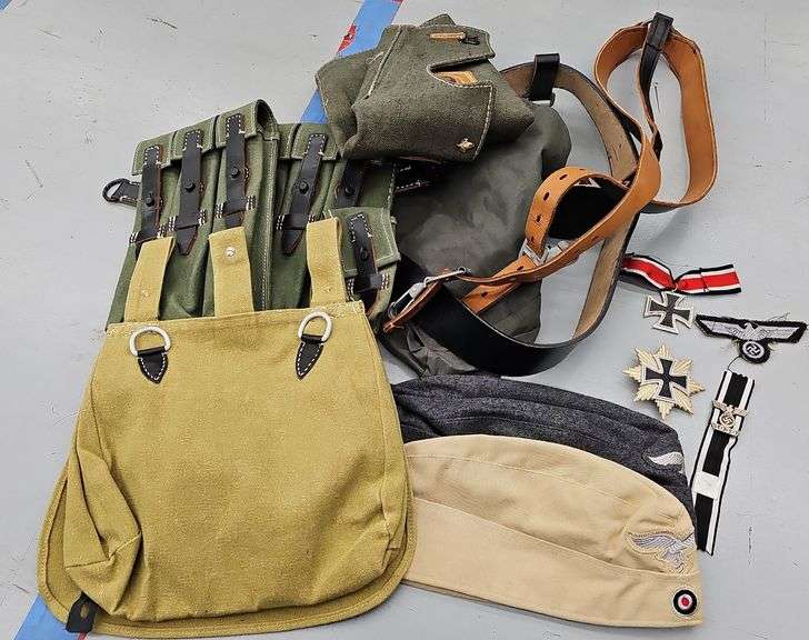 Lot of Reproduction German Field Gear & Medals - Kramer Auction LLC