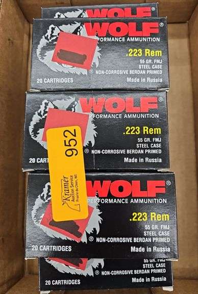 300 ct of Wolf 223 FMJ Ammo - Kramer Auction LLC