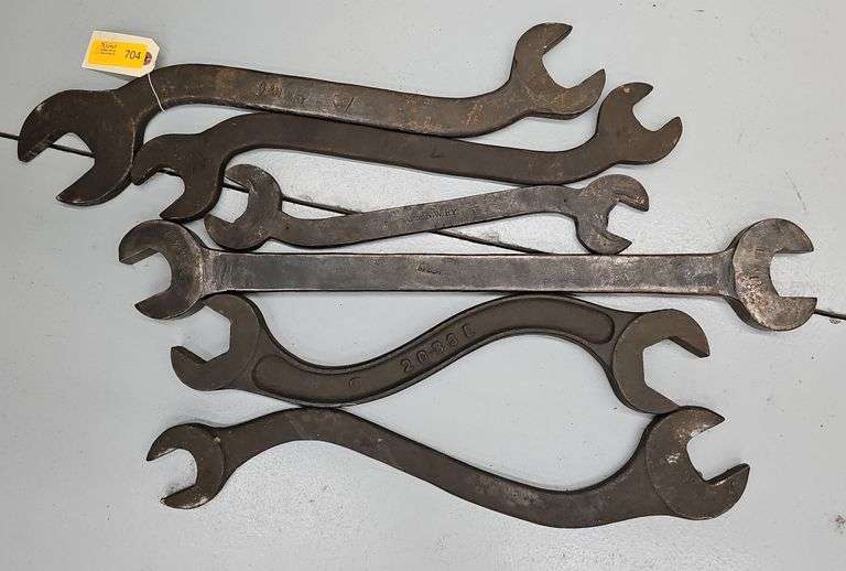 Lot of 6 Large Vintage Railroad Wrenches - Kramer Auction LLC