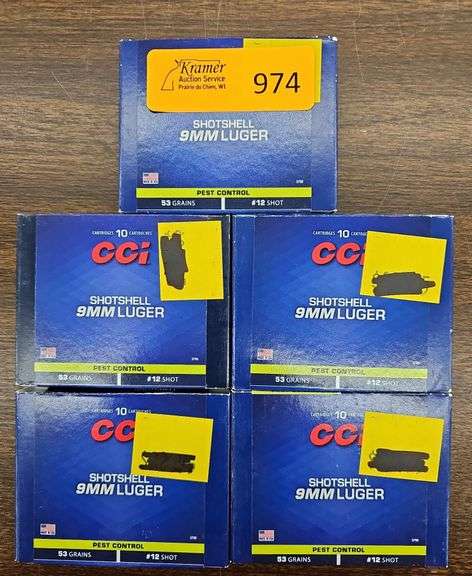 50 ct of CCI 9mm Luger Pest Control Shot Shells - Kramer Auction LLC