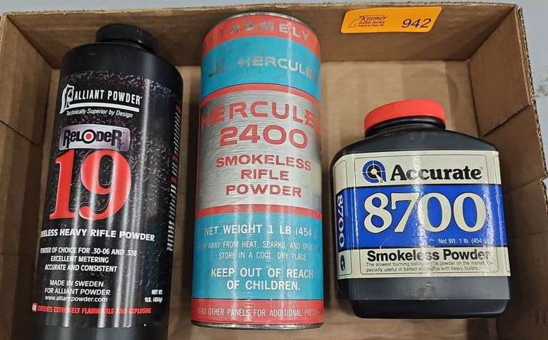 1lb Accurate 8700; 1lb Reloader 19 & partial Hercules 2400 - Kramer ...