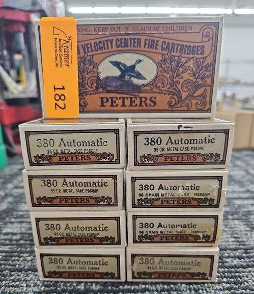 450 ct Peters 380 Auto Ammo - Kramer Auction LLC