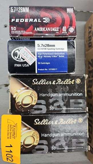 200 ct of 5.7x28 & 200 ct of 9mm MAK Ammo - Kramer Auction LLC