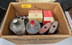 Box of Empty Fish Reel Boxes & Powder Tins - Kramer Auction LLC