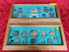 Pair of Indian Pottery and Artifact Displays - Kramer Auction LLC