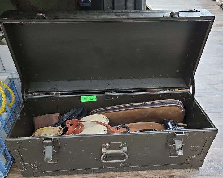 Military Chest w/various Gun Cases & Slings included - Kramer Auction LLC