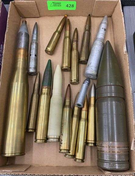 Flat of assorted Large Military Cartridges - Kramer Auction LLC