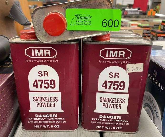 7 cans IMR SR4759 Powder - Kramer Auction LLC