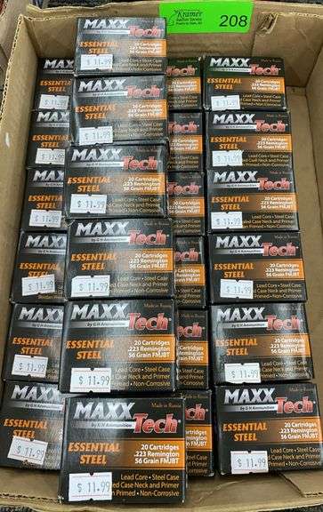 480 ct Maxx Tech 223 REM Ammo - Kramer Auction LLC